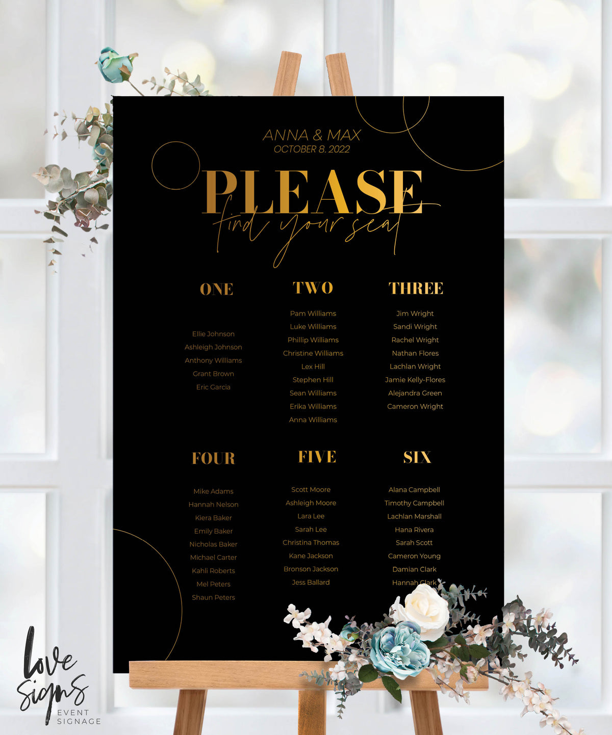 MODERN BRUSH WEDDING SEATING SIGN - PLEASE FIND YOUR SEAT / BLACK ...