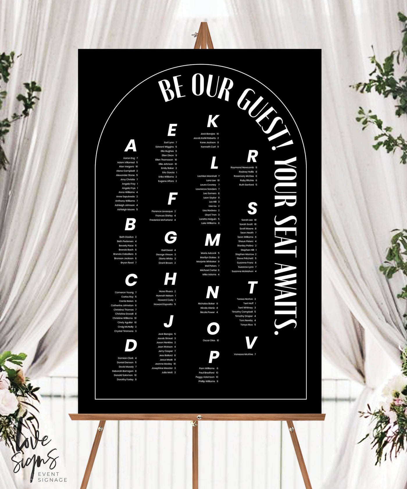 Wedding Seating Signs - Love Signs - Event Signage